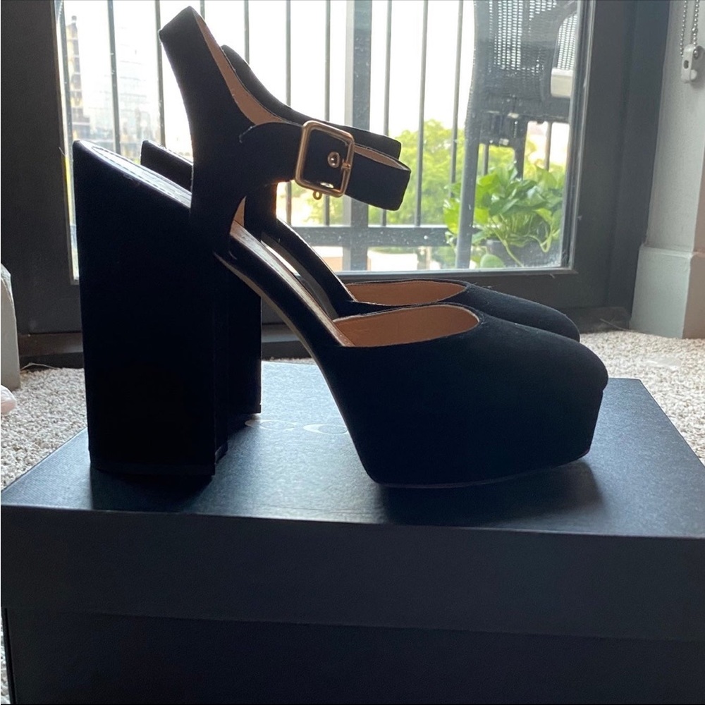 Coach Isabella Suede Black Platform Pump Heels With S… - Gem